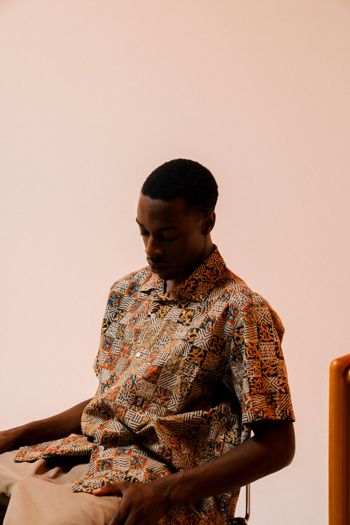 Beams+ Open Collar Block Print Square | 3801010913990 | AFEW STORE