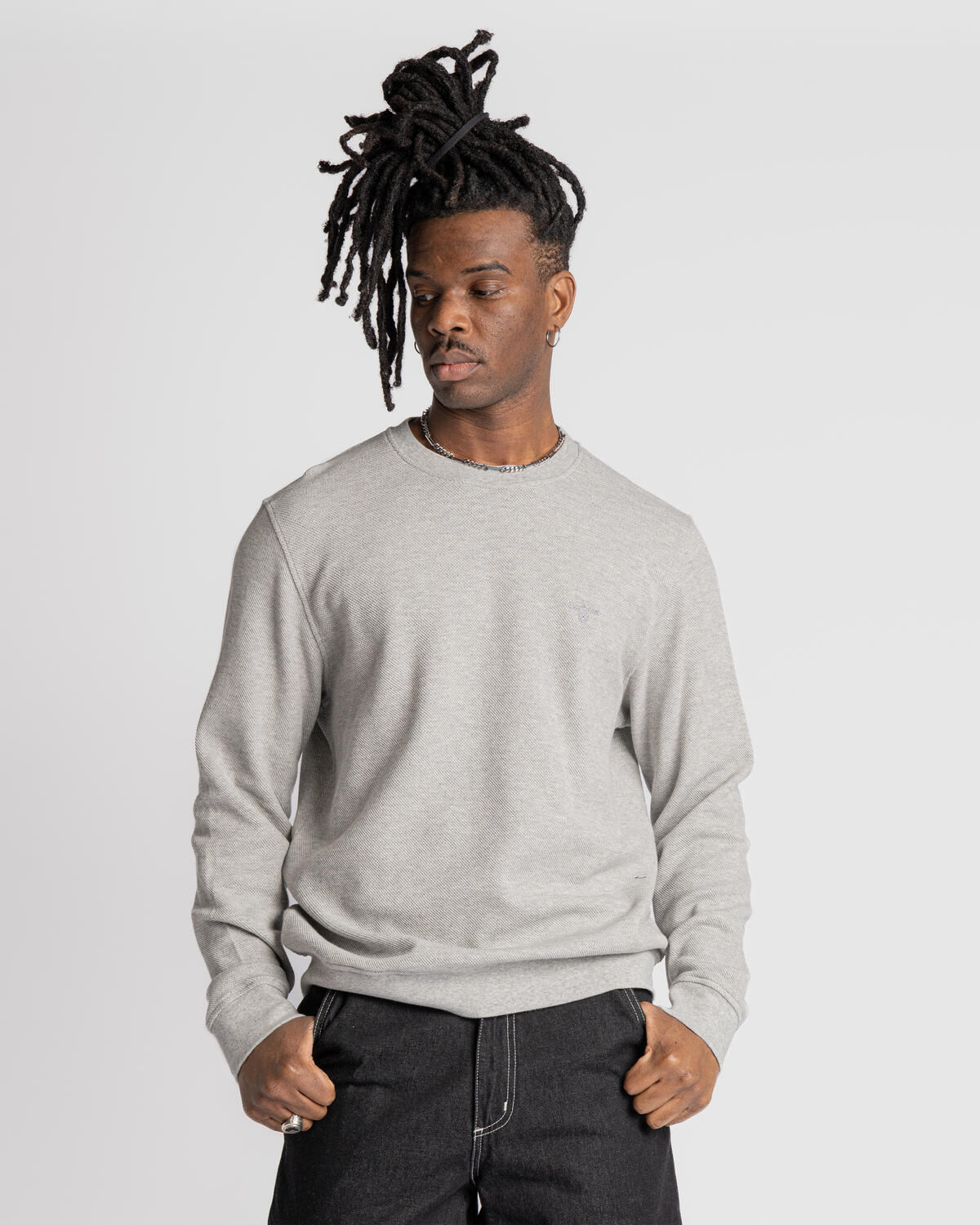 Barbour Pique Interlock Crew Sweatshirt | MOL0671GY52 | AFEW STORE