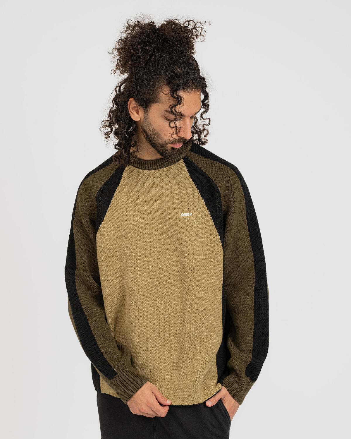 Obey RAGLAN CREW NECK SWEATER | 151000116-MMG | AFEW STORE
