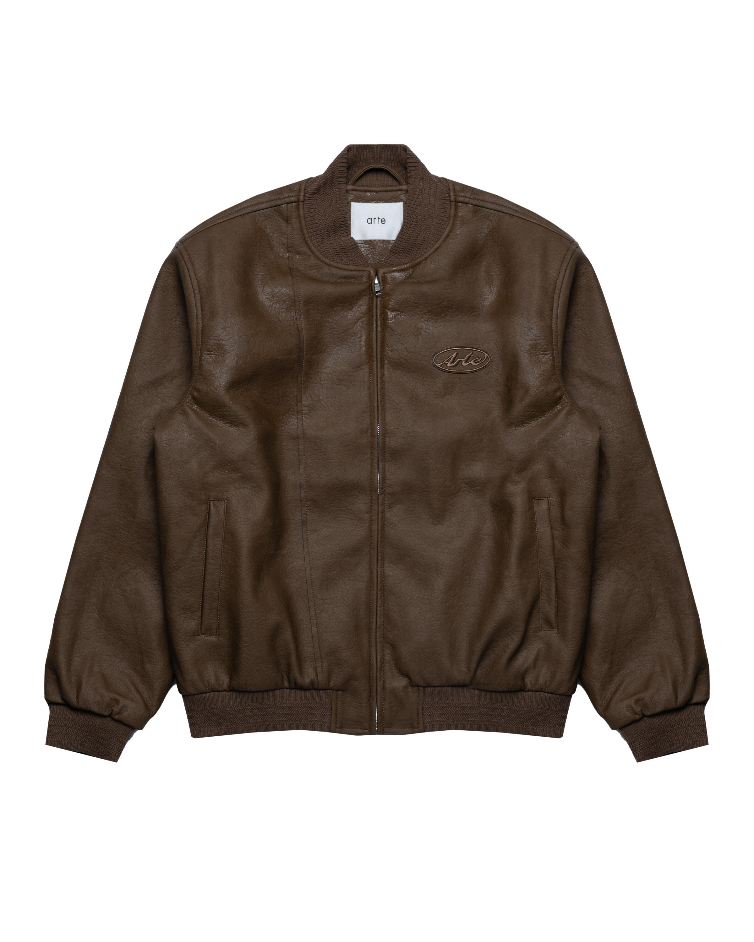 Arte Antwerp Leather Varsity Jacket | SS26-063J-BRN | AFEW STORE